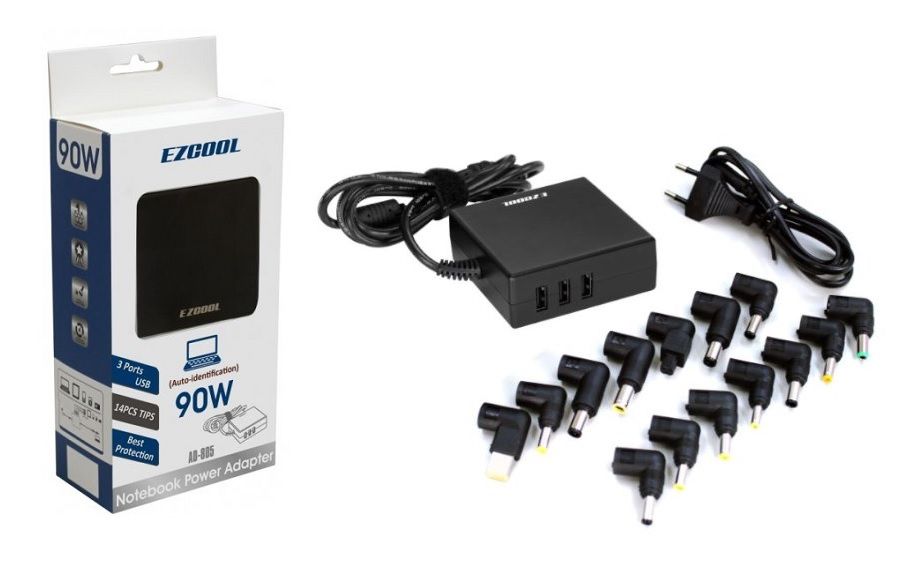 ספק כח אוניברסלי למחשבים ניידים 90W דגם AD-805 חברת EZCOOL | בסיטונאות