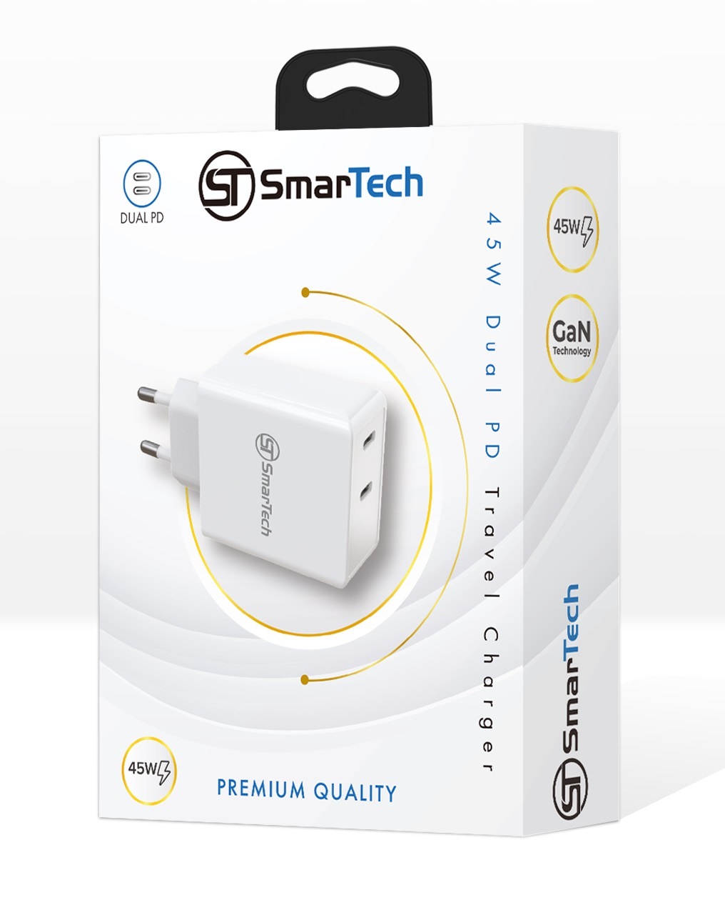 מטען קיר כפול Dual PD 45W - דגם Sttc45w בטכנולוגיית GaN - חברת SmarTech ...