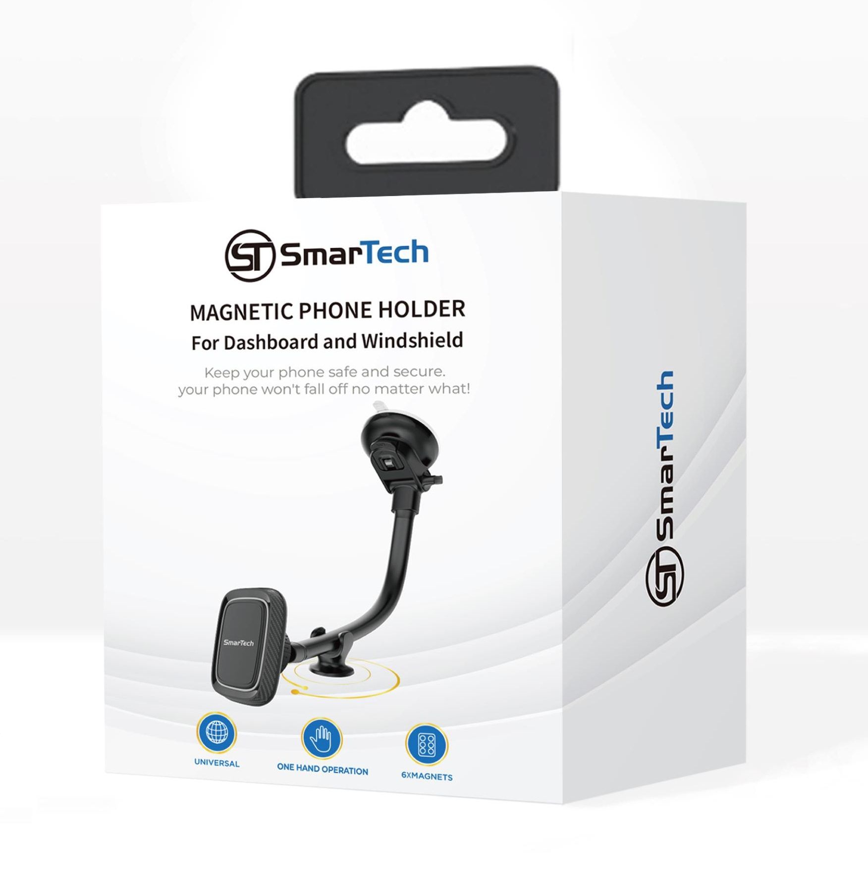 מעמד 6 מגנטים סופר חזק עם אחיזה כפולה לשמשה ולדשבורד - דגם C630 חברת ...