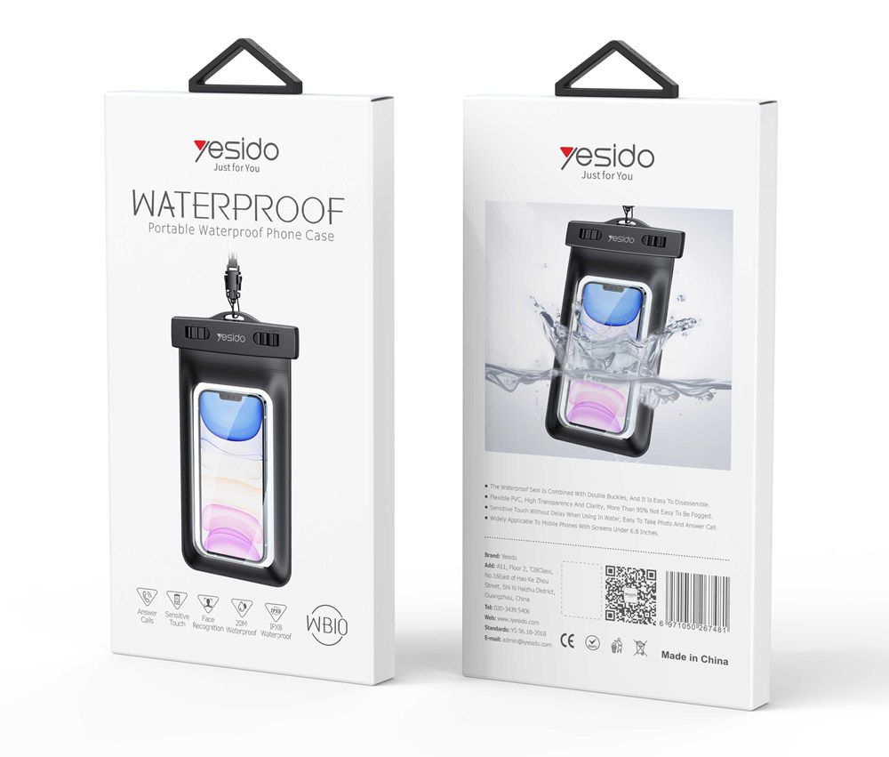 נרתיק אטום למים IPX8 למכשירי סלולר Yesido WB10 | בסיטונאות