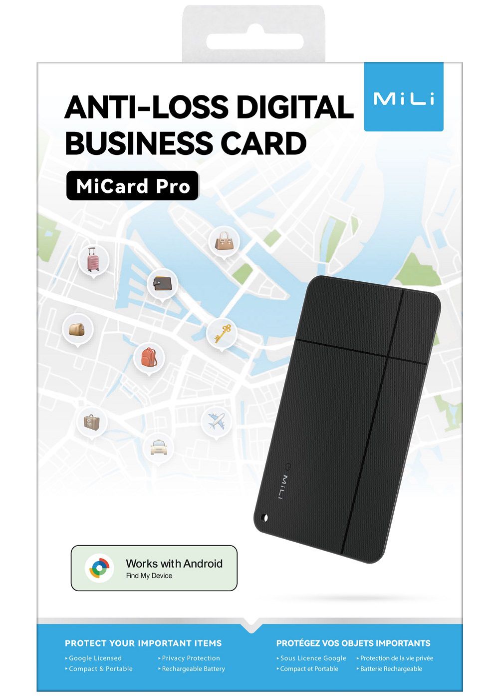 תגית איתור לאנדרואיד בעיצוב כרטיס אשראי MiCard Pro חברת MiLi | בסיטונאות