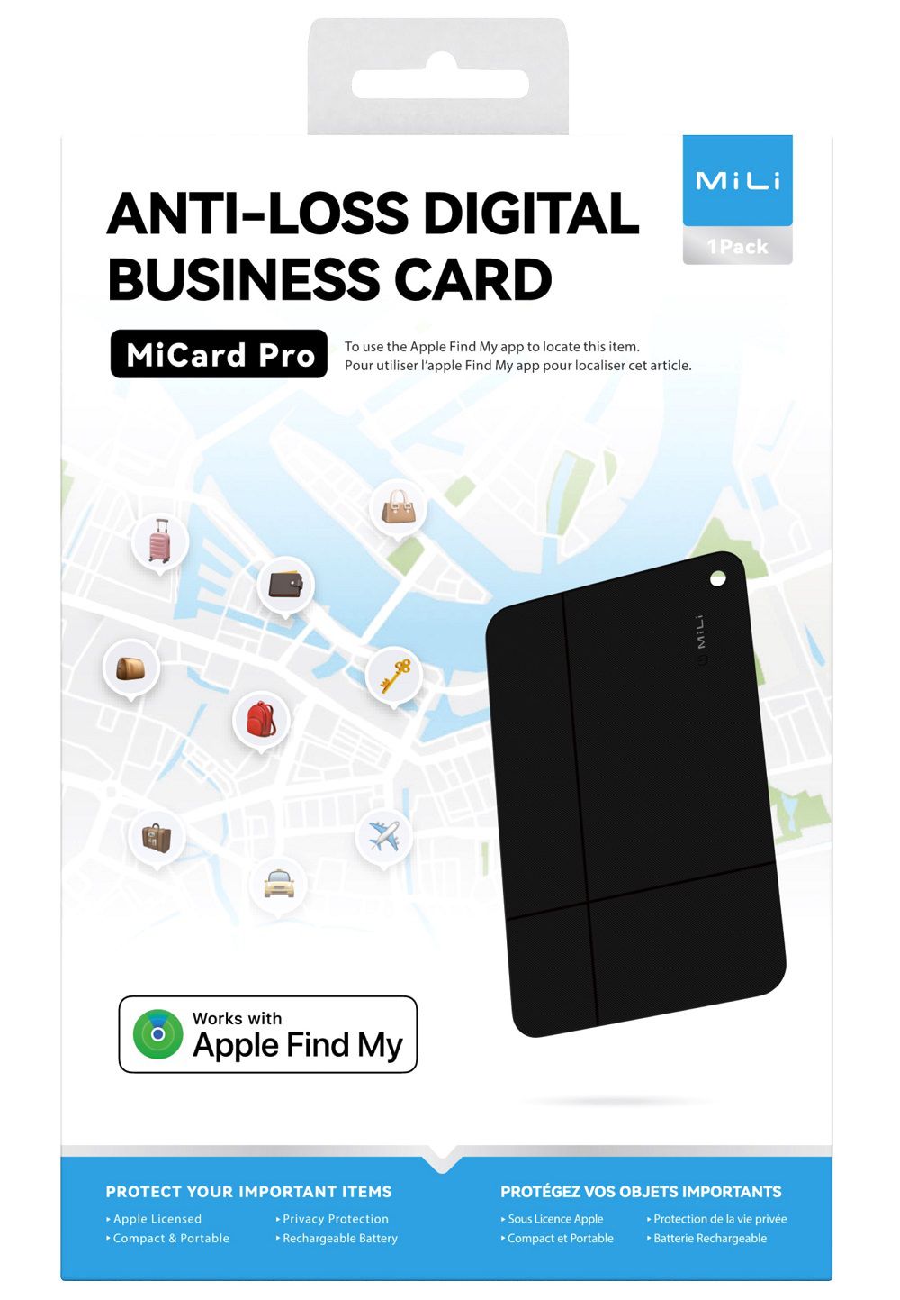 תגית איתור לאפל משולבת כרטיס ביקור MiCard-Digital Business Card חברת MiLi | בסיטונאות